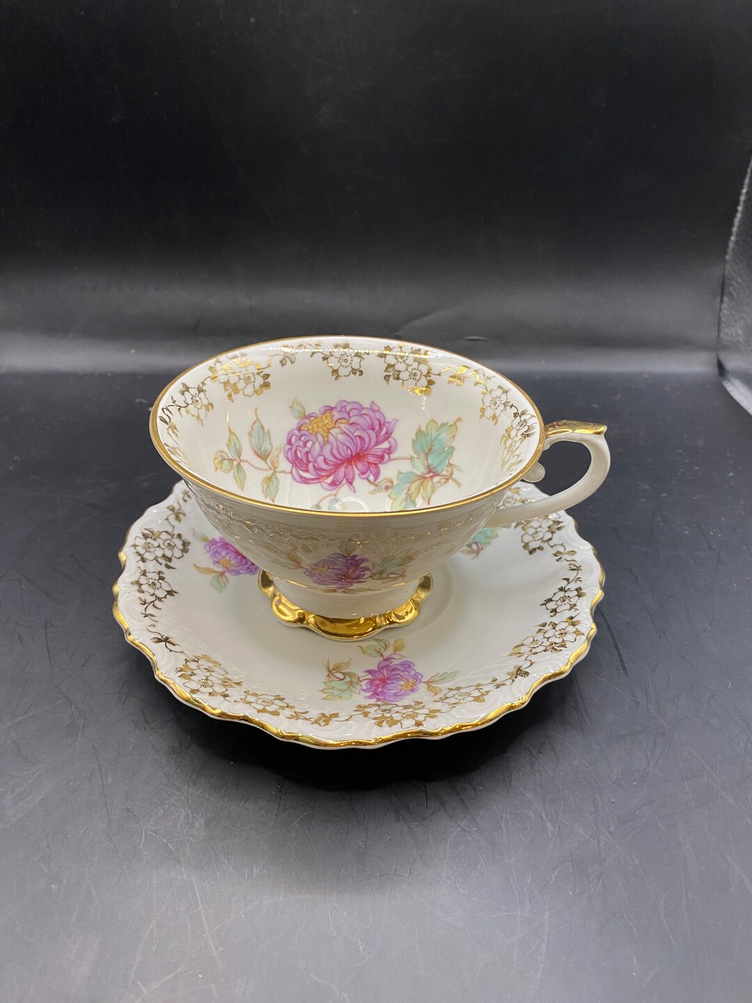 Schumann Germany Floral Teacup and Saucer - Etsy