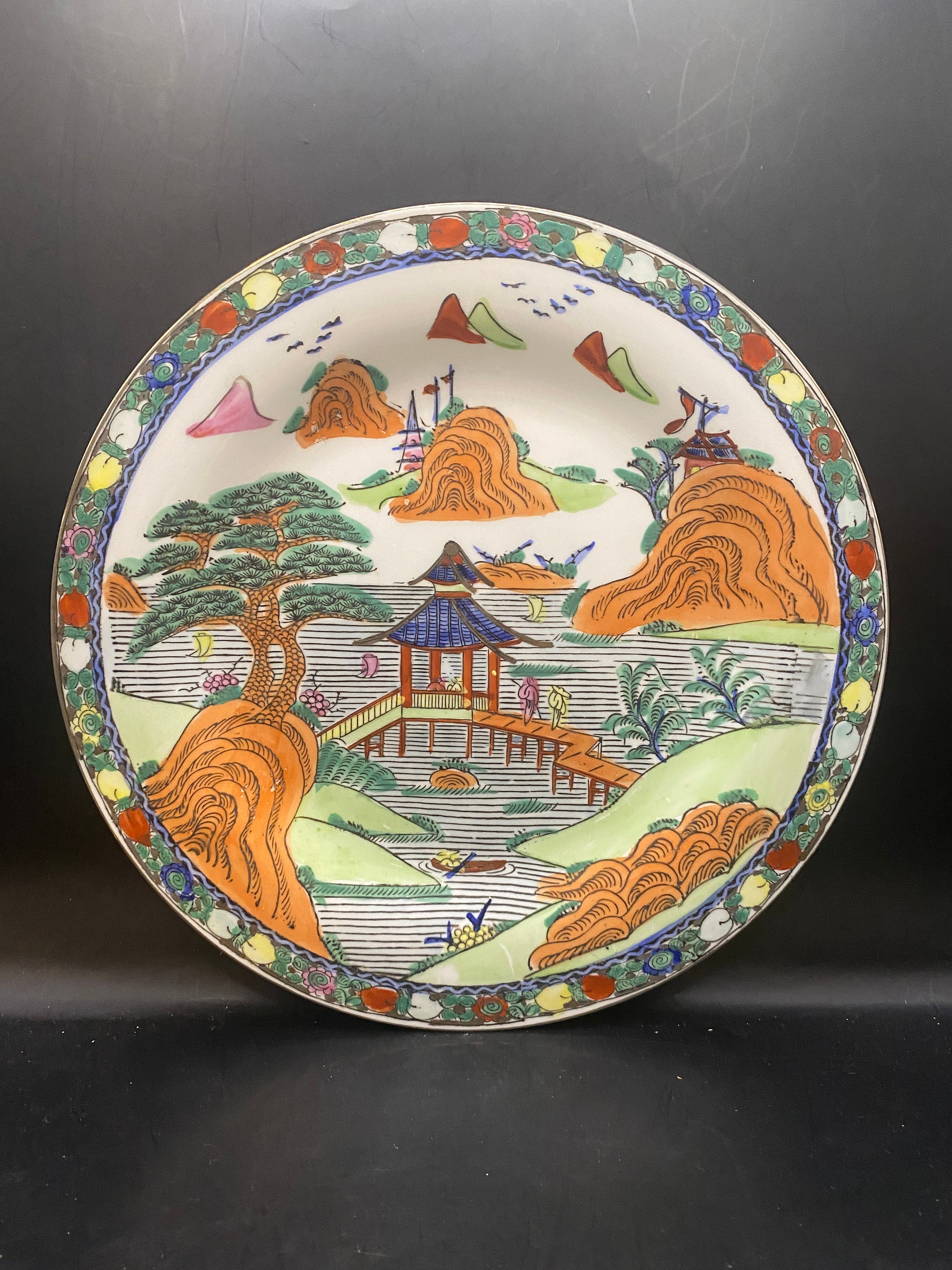 Hand-painted "pavilion in Summer" Plate, Inspired by Chin Dynasty ...