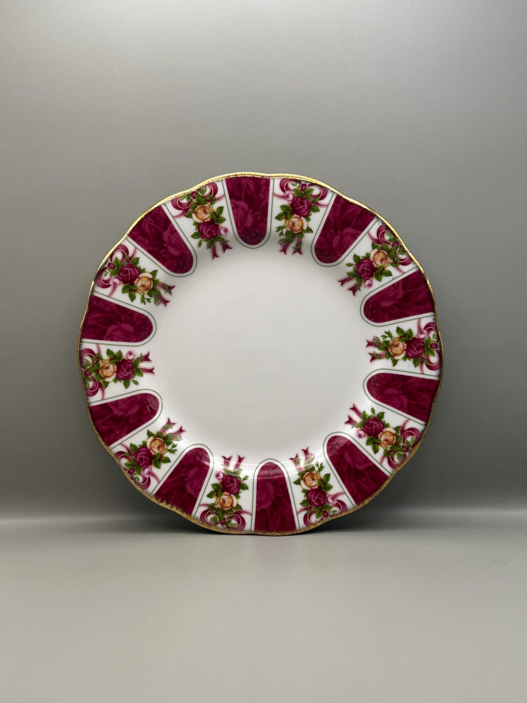 Royal Albert Old Country Roses Salad Plates – Ruby Celebration / Ruby ...