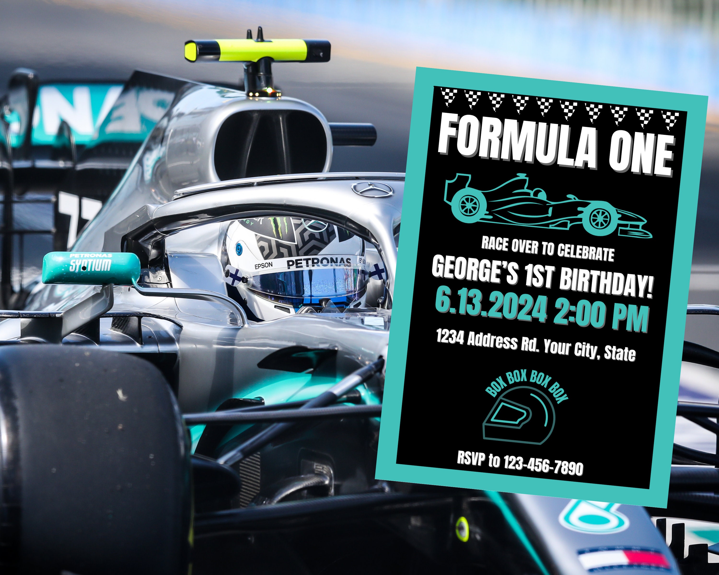 F1 1st Birthday Party Invitations Perfect for Your Little Formula 1 Fan ...