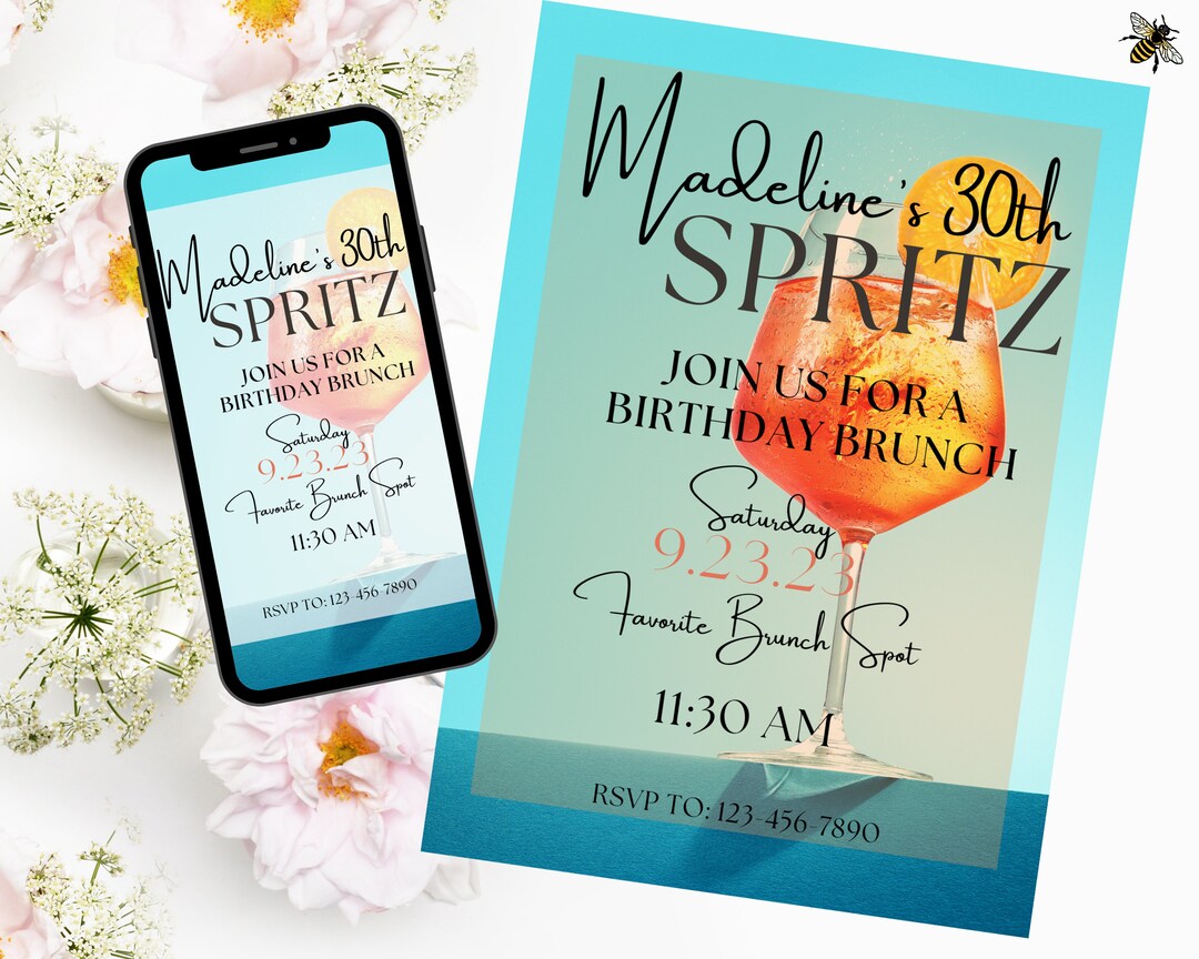 Aperol Spritz Birthday Party Invitations - 30th SPRITZ Birthday Brunch ...