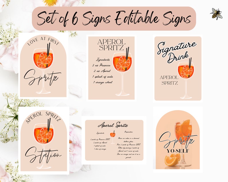 Aperol Spritz Bar Signs - Perfect for a Bridal Shower, Couples Shower ...