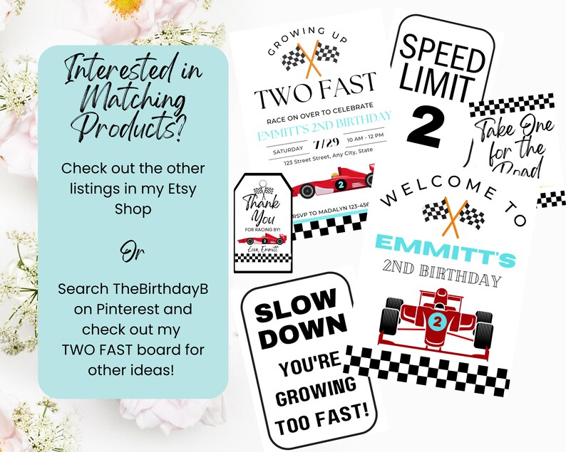 TWO FAST Party Favor Gift Tags, Bag Tags for Race Car Themed Birthday ...