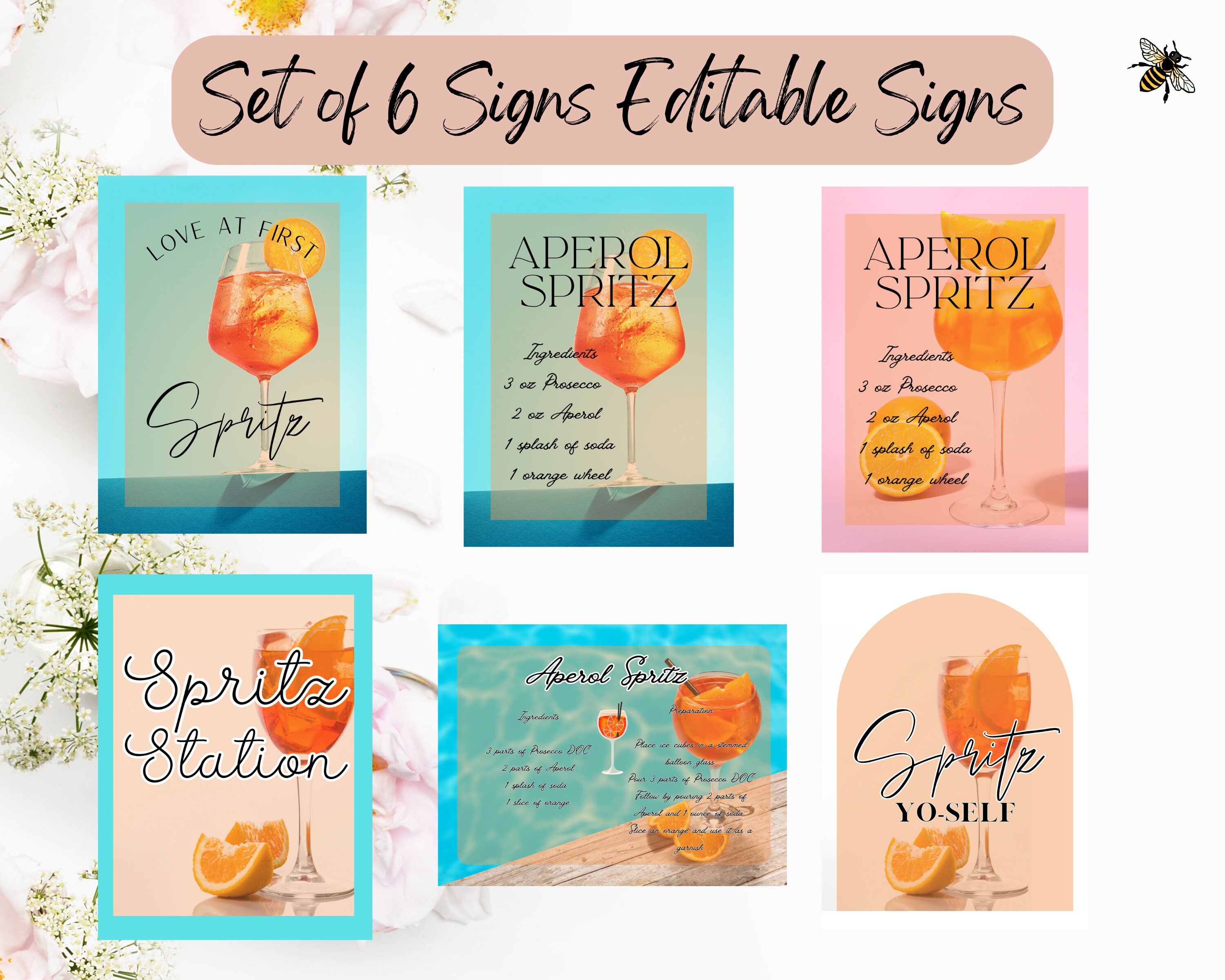 Aperol Spritz Bar Signs for Any Occassion! Wedding, Bridal Shower ...