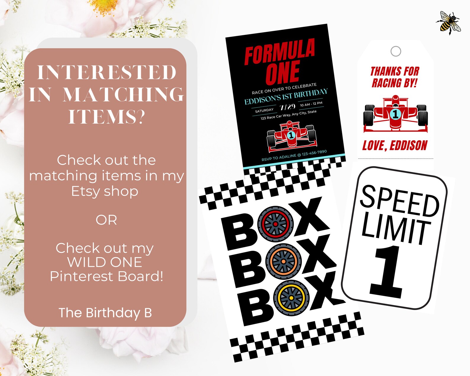F1 First Birthday Party! Formula One Boy's Birthday Party Invites ...