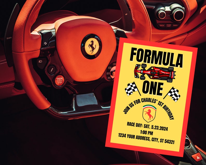 Formula ONE First Birthday Party Invitations - Digital Template, Easy ...
