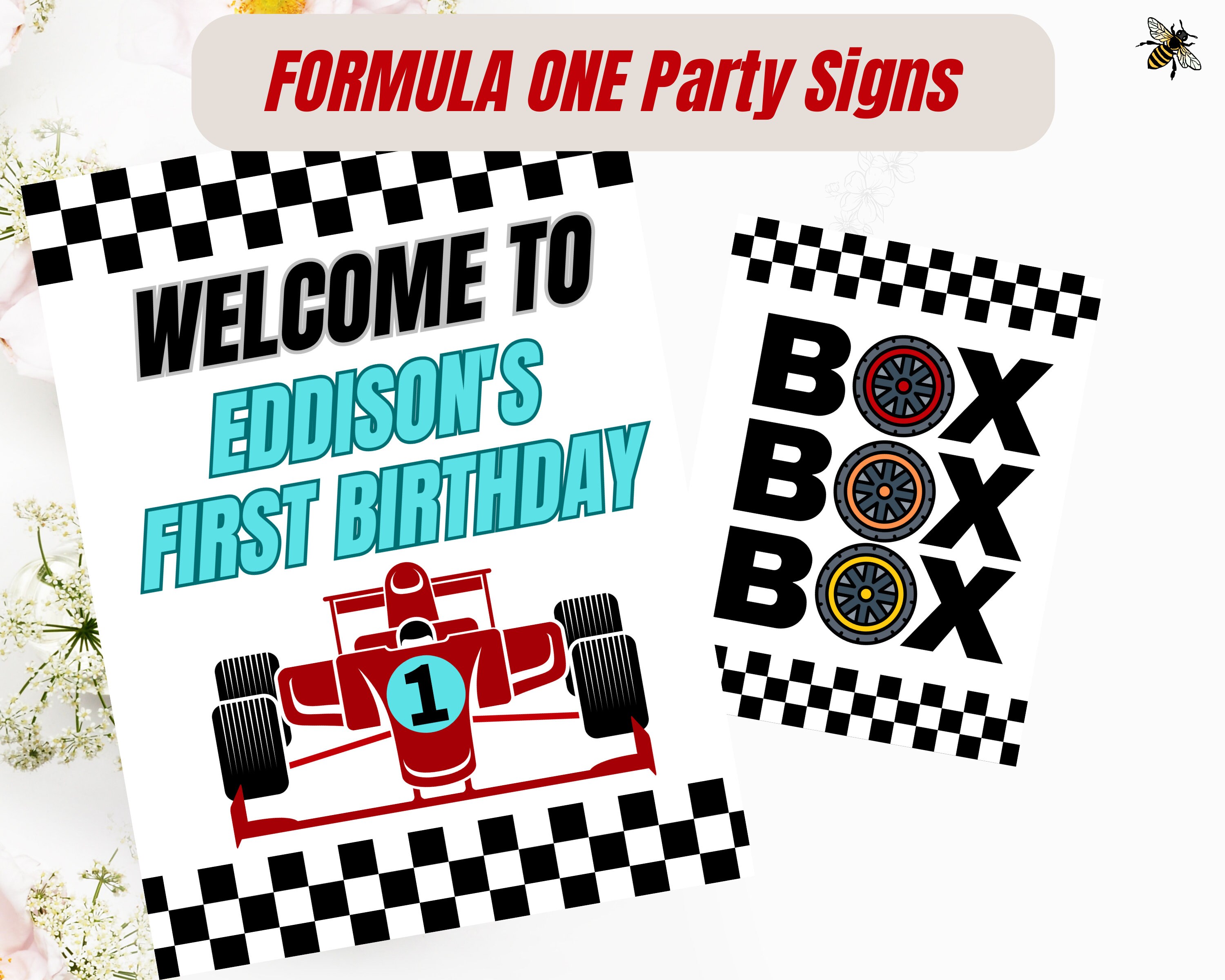 FORMULA ONE! Boy's 1st Birthday Party Signs/decor. F1, Race Cars, Speed ...