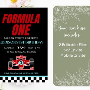 F1 First Birthday Party! Formula One Boy's Birthday Party Invites ...