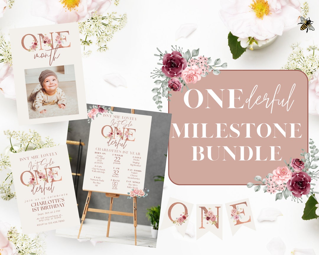 Onederful Birthday Milestone Bundle - Bundle and Save! Invitation ...