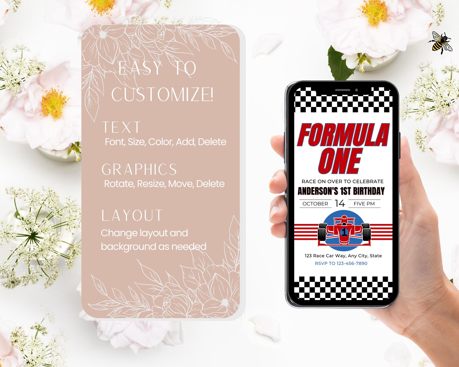 FORMULA ONE - 1st Birthday Party, Race Car Theme Invitations, F1 ...
