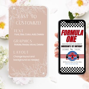 FORMULA ONE - 1st Birthday Party, Race Car Theme Invitations, F1 ...
