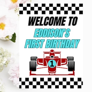 FORMULA ONE! Boy's 1st Birthday Party Signs/decor. F1, Race Cars, Speed ...