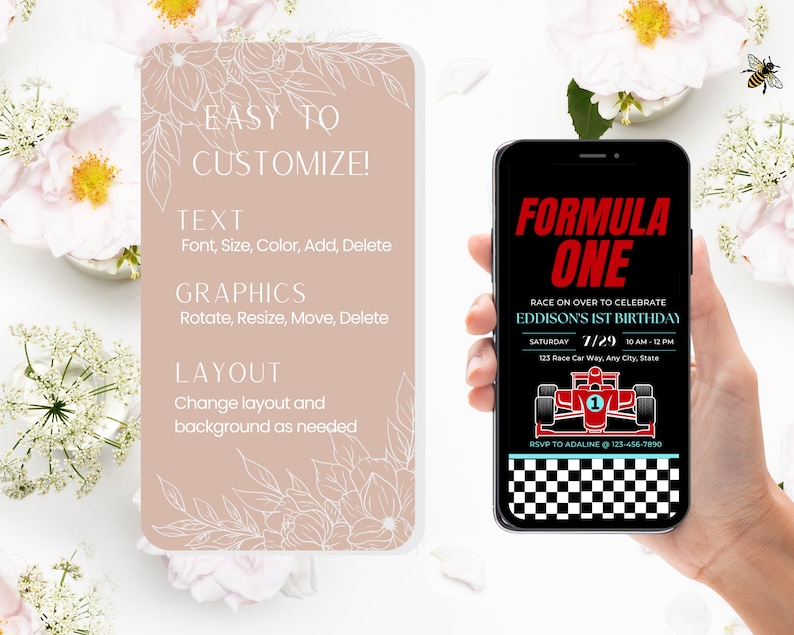 F1 First Birthday Party! Formula One Boy's Birthday Party Invites ...