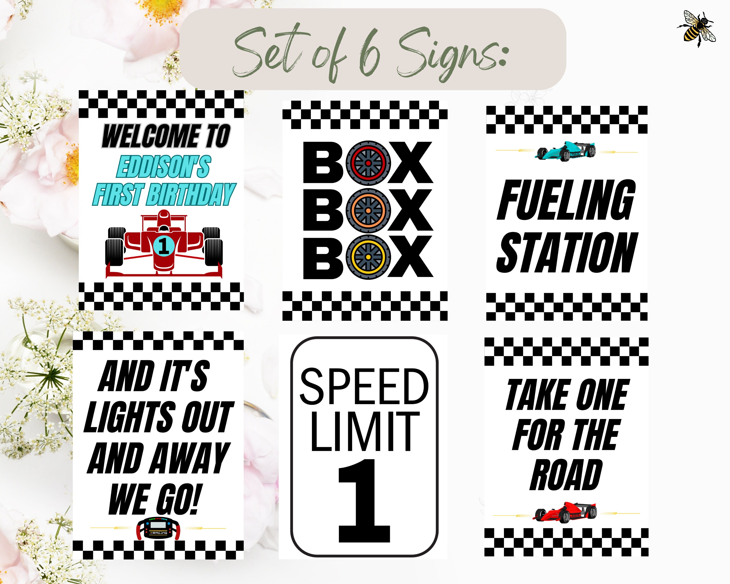 FORMULA ONE! Boy's 1st Birthday Party Signs/decor. F1, Race Cars, Speed ...