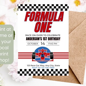 FORMULA ONE - 1st Birthday Party, Race Car Theme Invitations, F1 ...