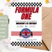 FORMULA ONE 1st Birthday Party, Race Car Theme Invitations, F1, Formual ...