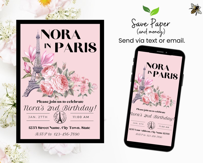 Paris Birthday Party Invitations! Inspired by the Emily in Paris ...