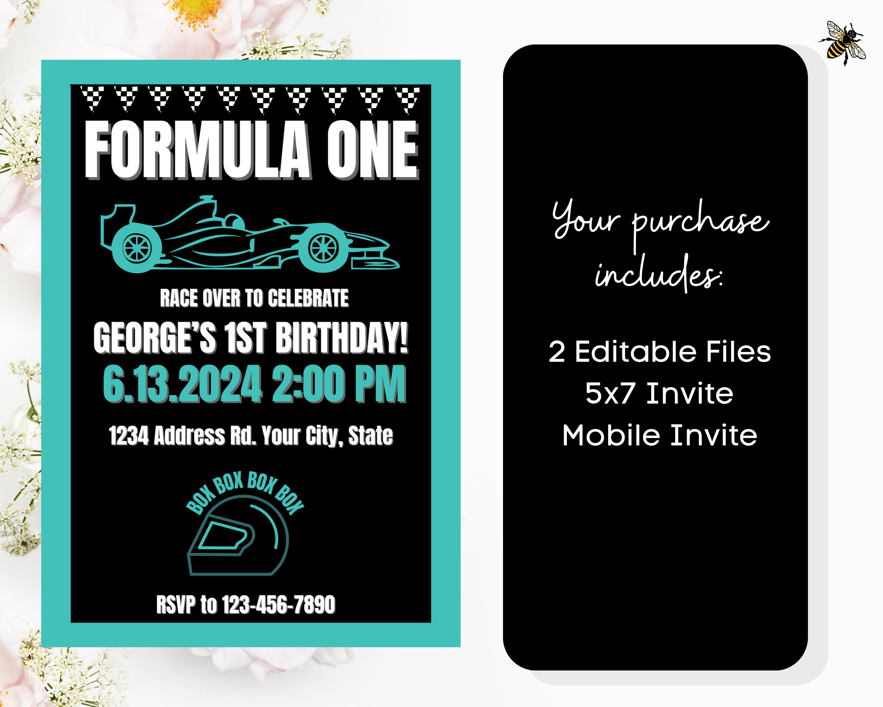 F1 1st Birthday Party Invitations! Perfect for Your Little Formula 1 ...