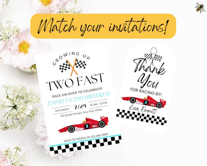 TWO FAST Party Favor Gift Tags, Bag Tags for Race Car Themed Birthday ...