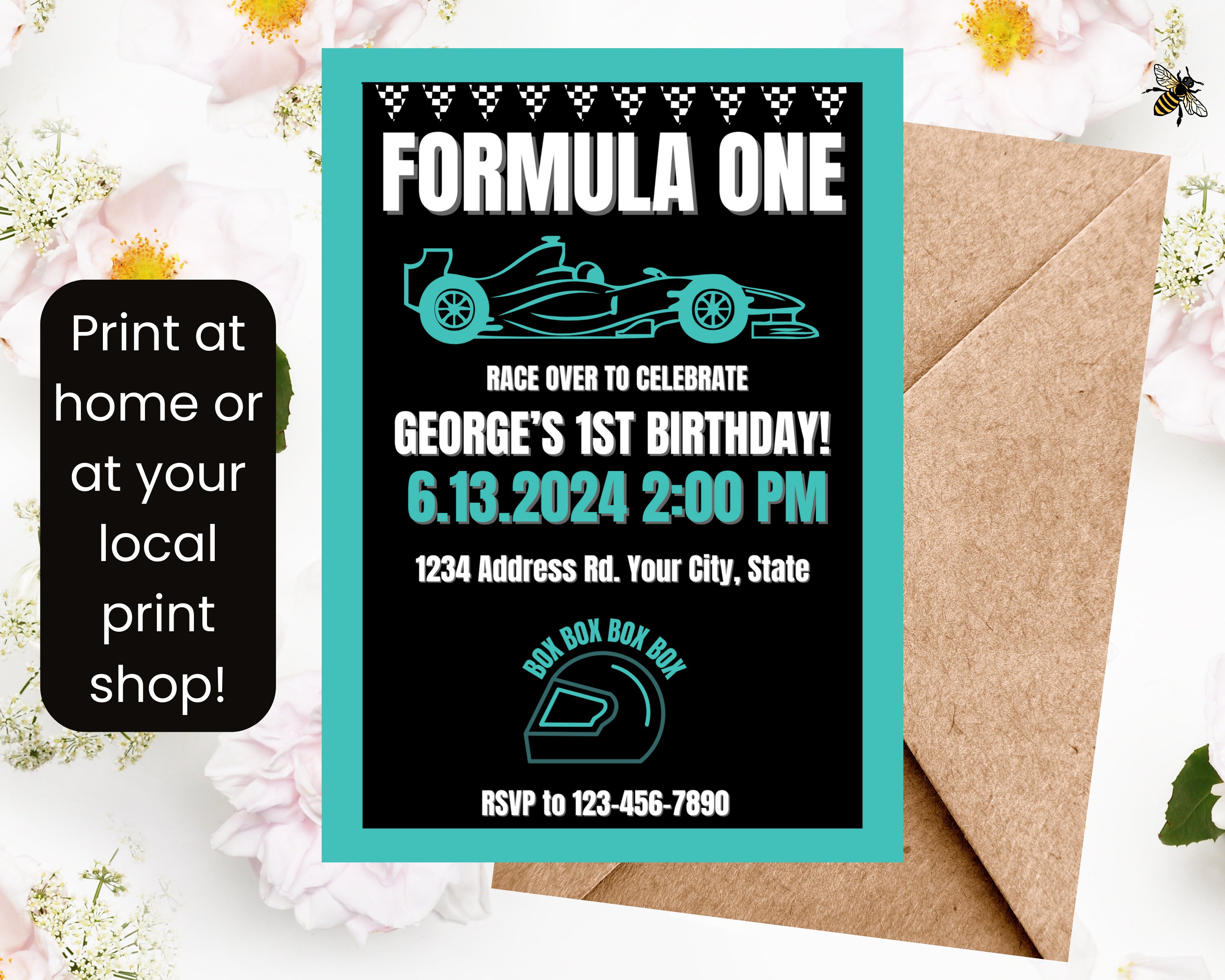 F1 1st Birthday Party Invitations! Perfect for Your Little Formula 1 ...