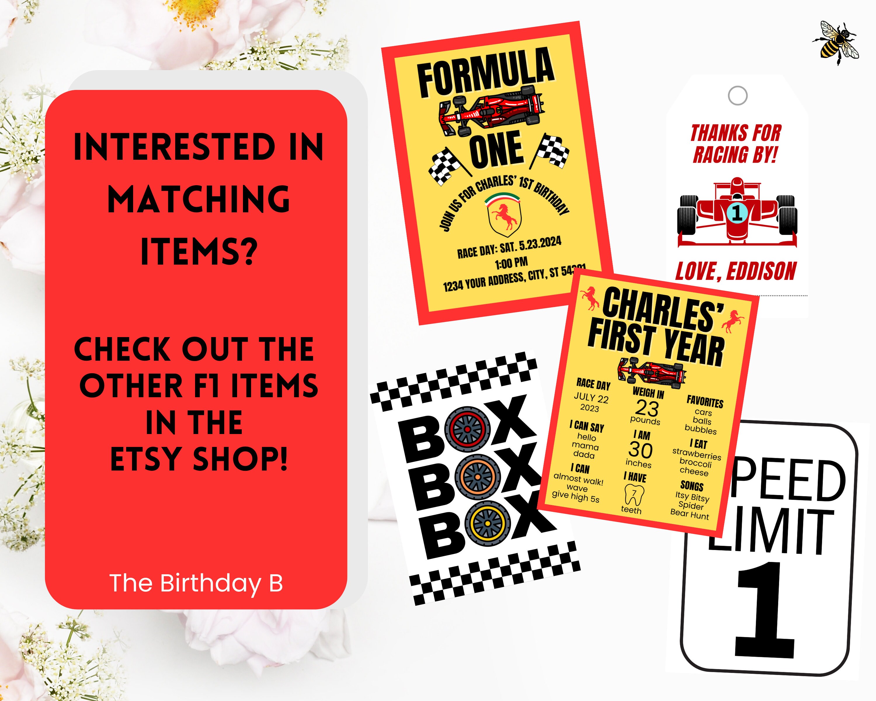 F1 1st Birthday Milestone Poster, Digital Template, Party Decoration or ...
