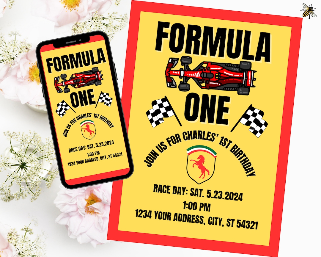 Formula ONE First Birthday Party Invitations - Digital Template, Easy ...