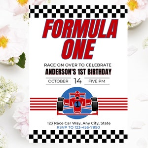 FORMULA ONE - 1st Birthday Party, Race Car Theme Invitations, F1 ...