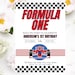 FORMULA ONE 1st Birthday Party, Race Car Theme Invitations, F1, Formual ...