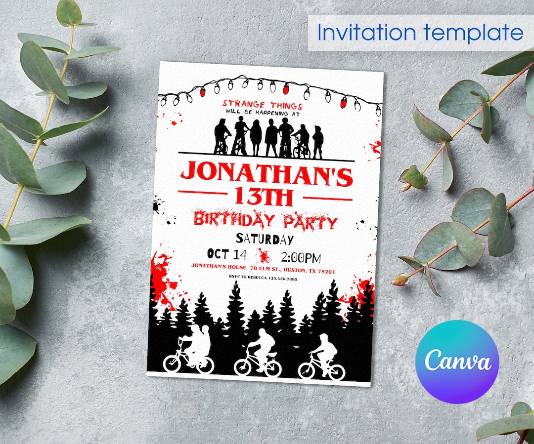 Stranger Things Birthday Invite, Printable Boy Girl Birthday Invitation ...