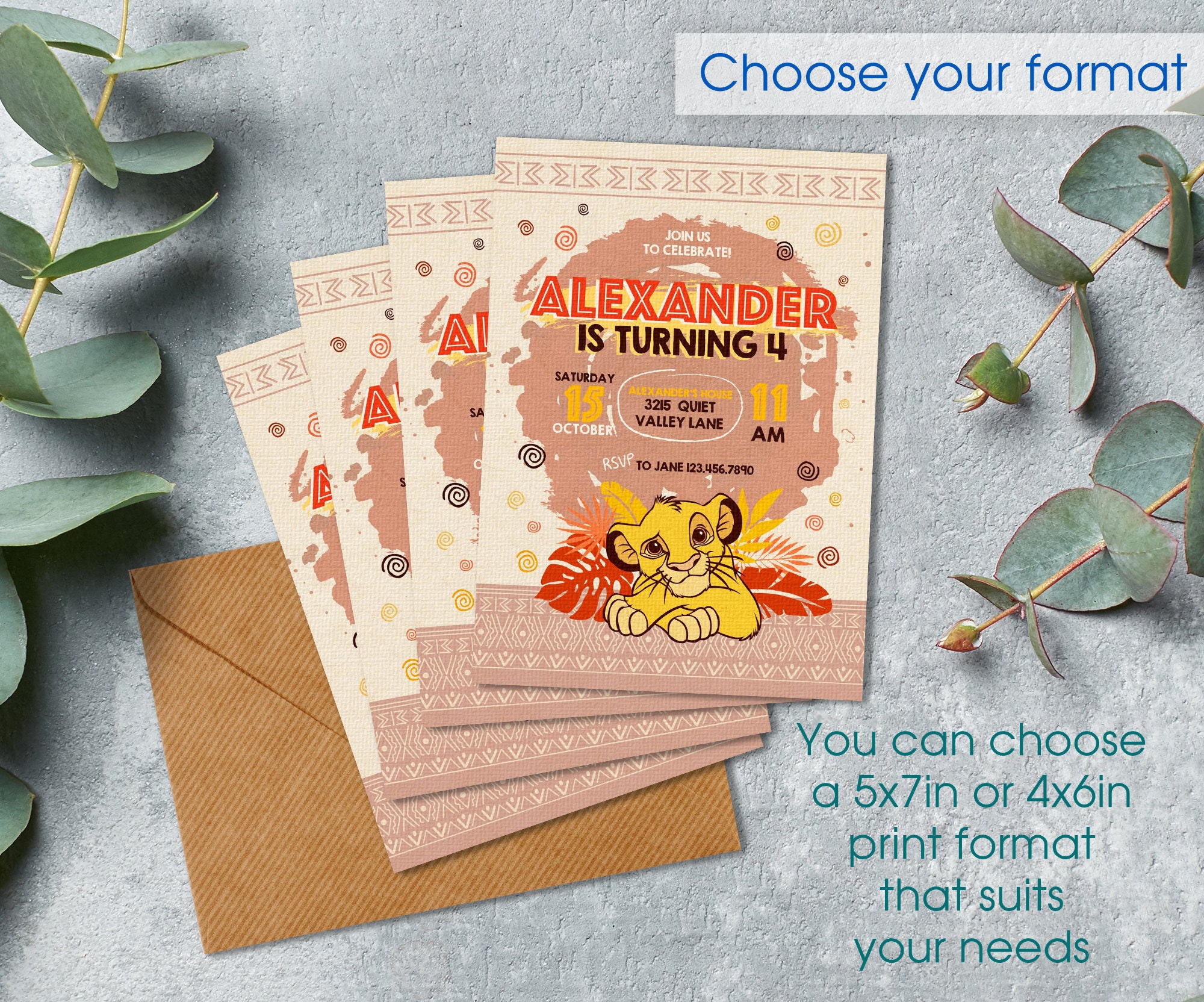 Lion King Birthday Invitation Simba Invite Printable - Etsy