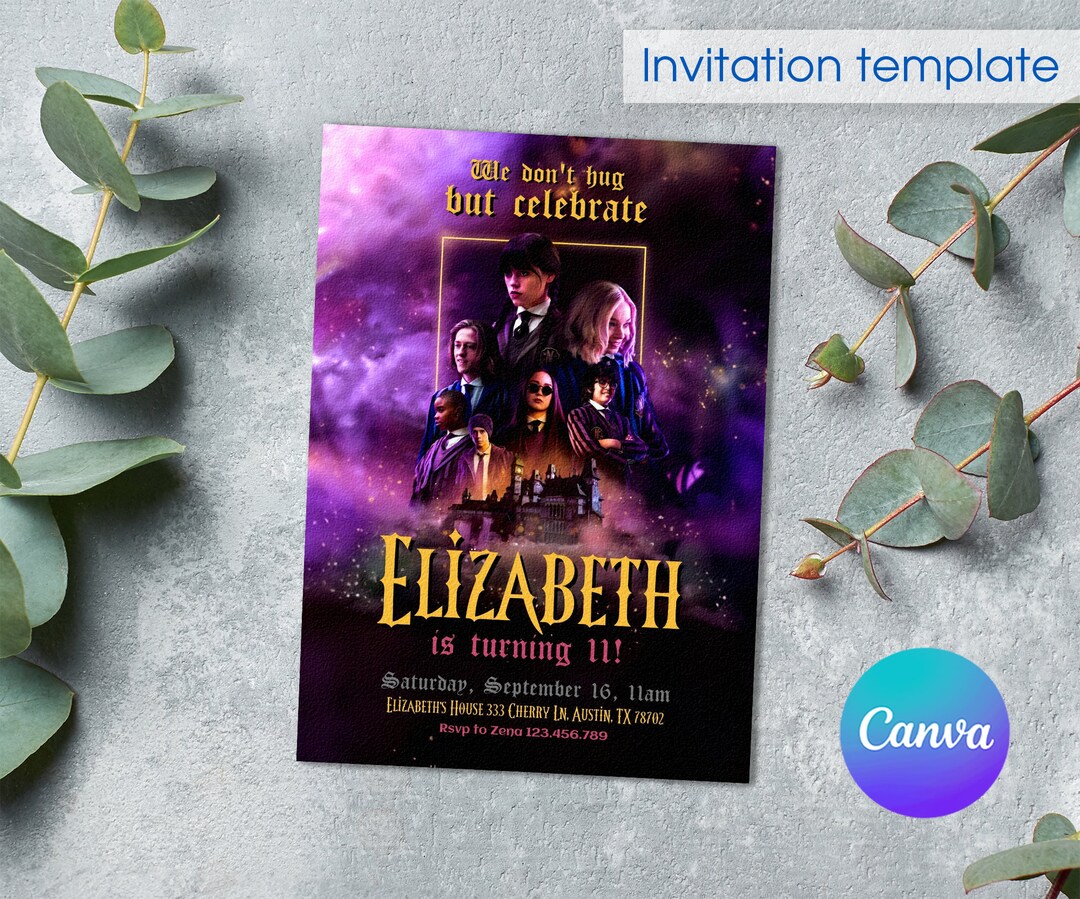 Printable Girl Birthday Invitation Wednesday Birthday Invite - Etsy