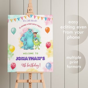 Monster Inc Printable Welcome Sign Template, Monsters University ...