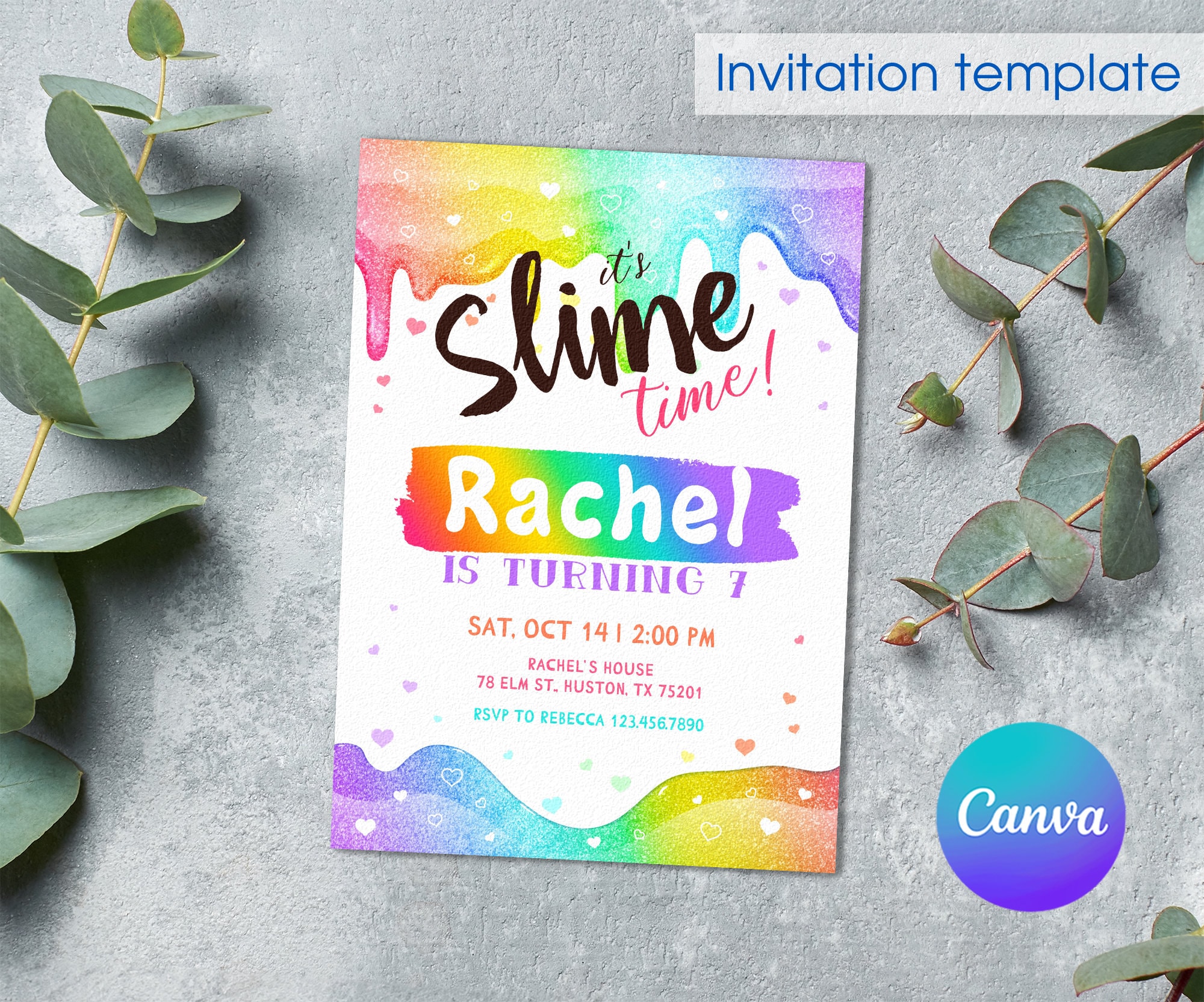 Slime Party Birthday Invitation Printale Slime Invite - Etsy