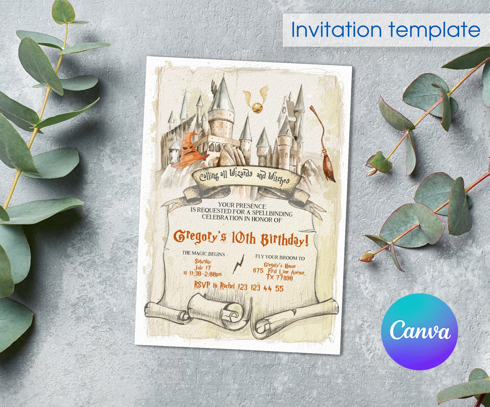 Wizard Birthday Invitation Printable Wizard Party Invite - Etsy Australia