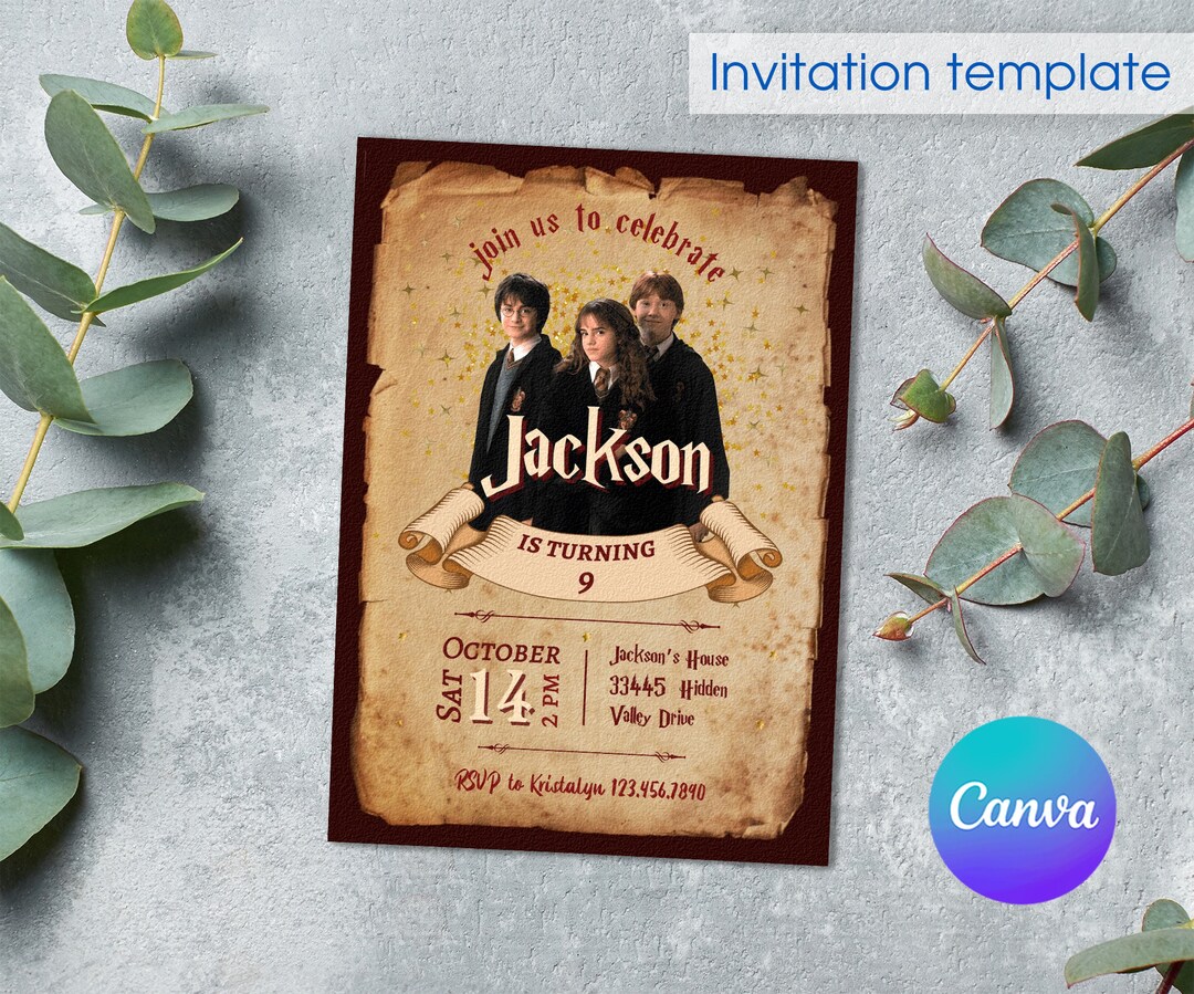 Wizard Birthday Invitation, Printable Wizard Party Invite, Witches ...