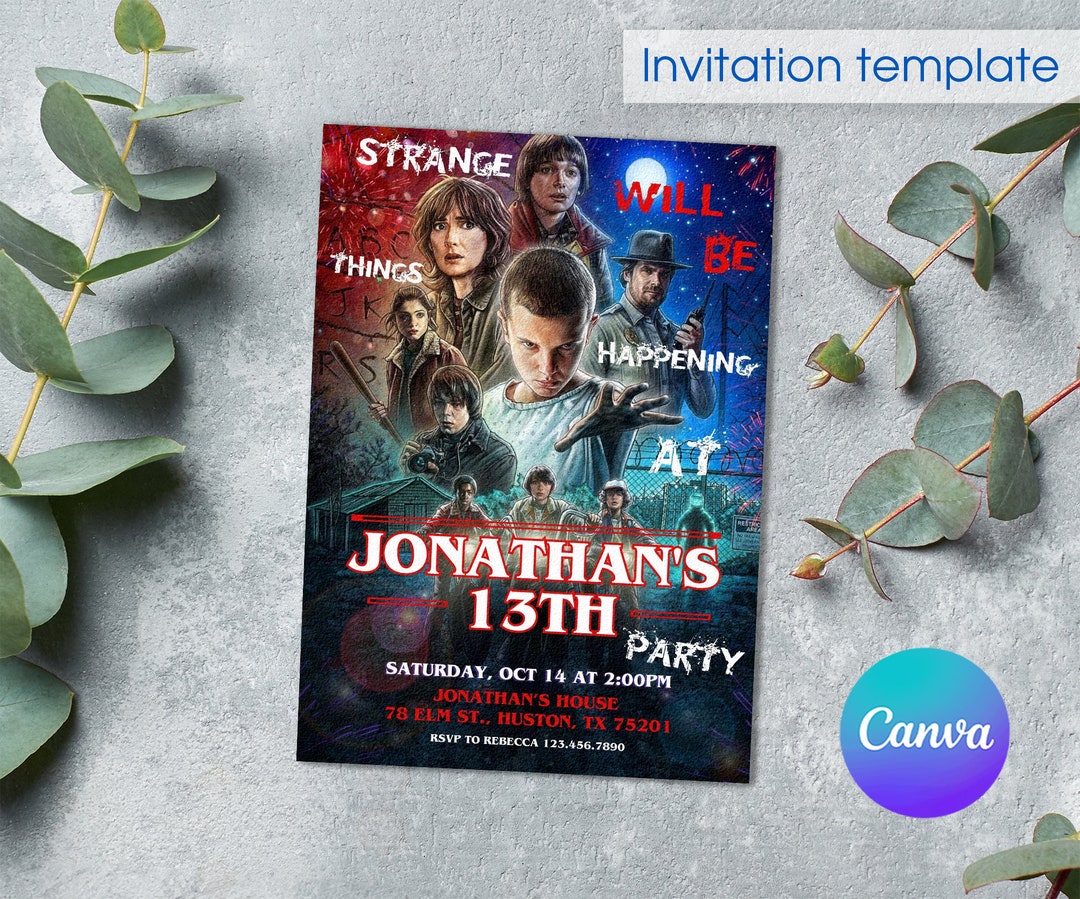 Stranger Things Birthday Invite, Printable Boy Girl Birthday Invitation ...
