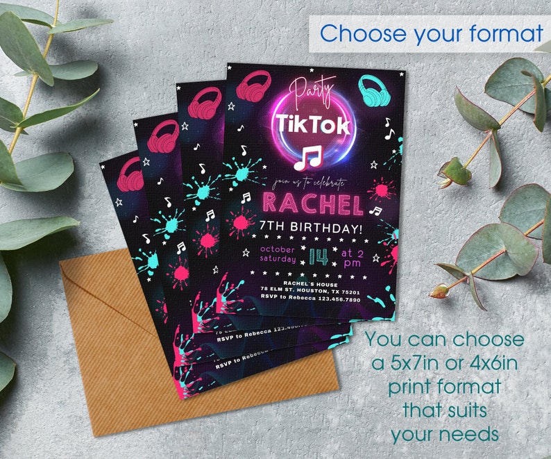 Tiktok Birthday Invitation, Tik Tok Invite, Printable Editable Party ...