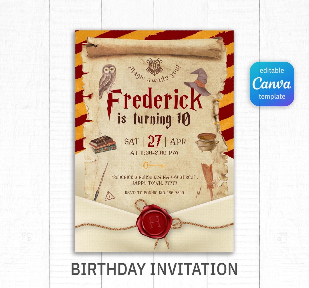 Wizard Birthday Invitation, Printable Wizard Party Invite, Witches ...