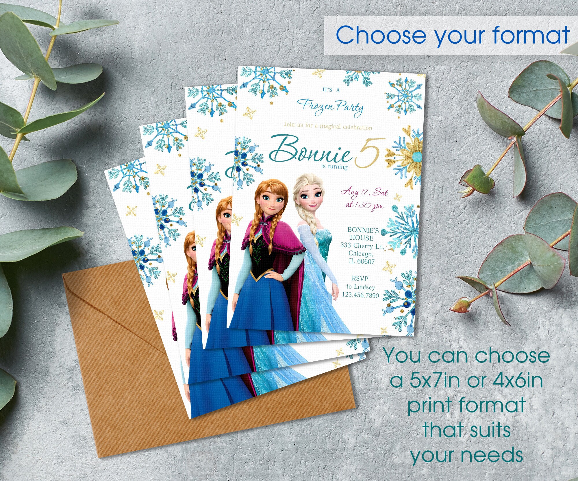 Princess Elsa Invite, Frozen Anna Invite Template, Girl Birthday ...