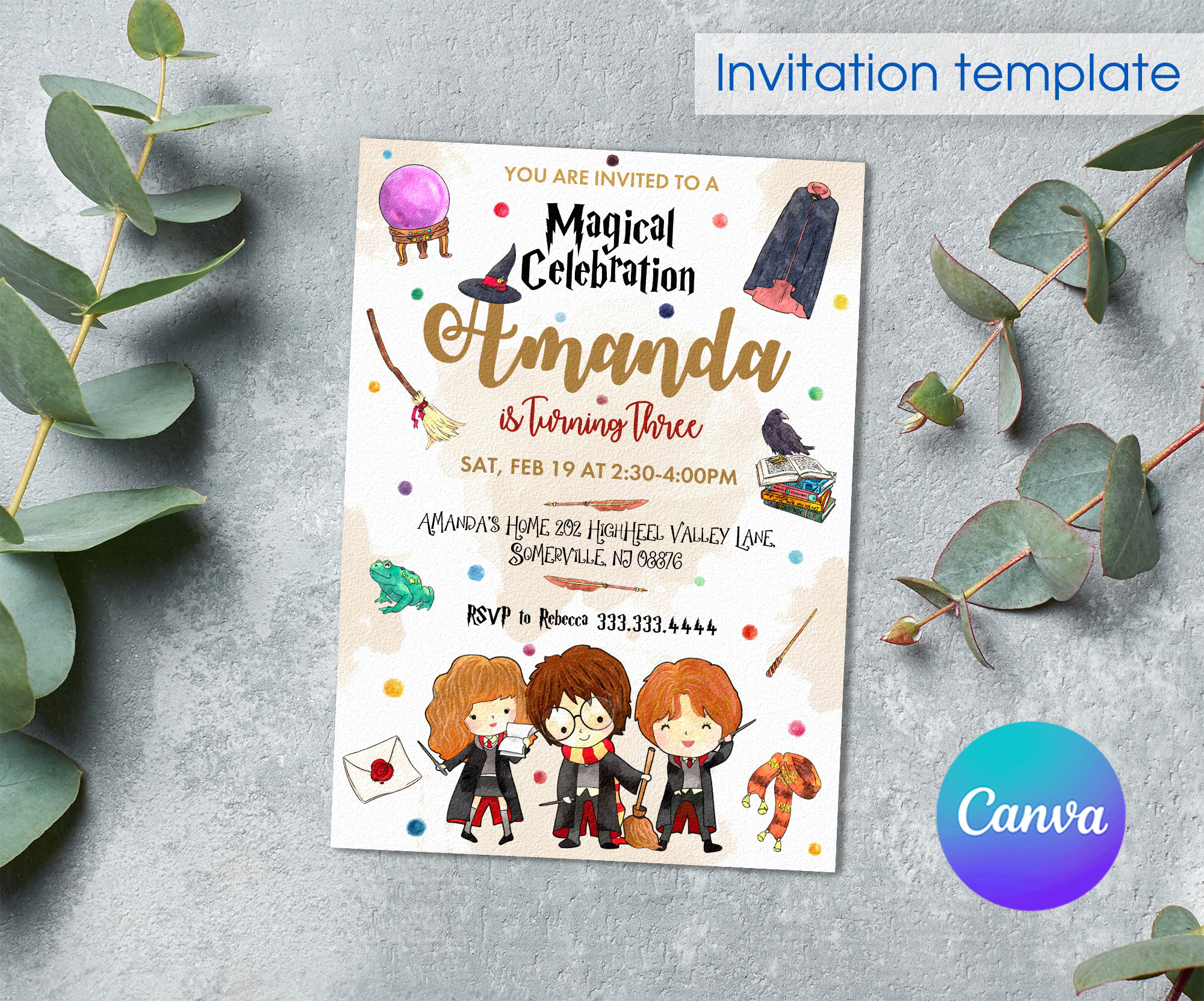 Wizard Birthday Invitation, Printable Wizard Party Invite, Witches ...