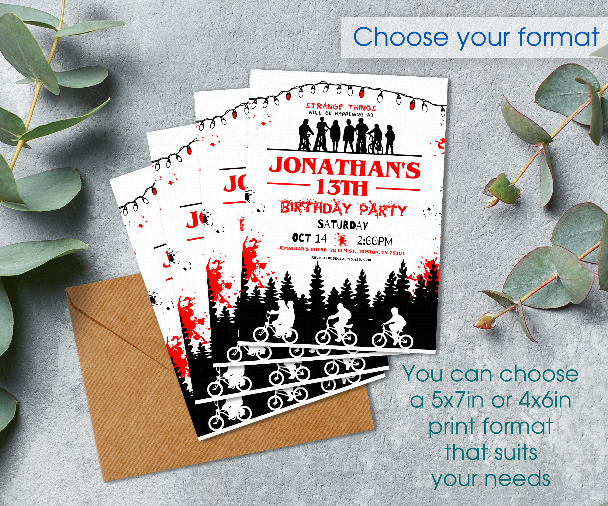 Stranger Things Birthday Invite, Printable Boy Girl Birthday Invitation ...