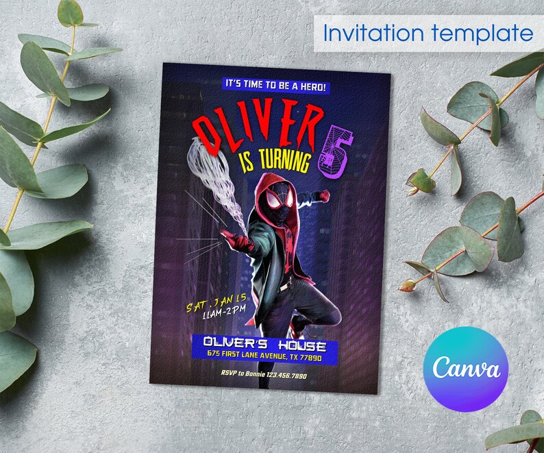 Spiderman Birthday Invitation, Comics Superhero Invite, Printable ...