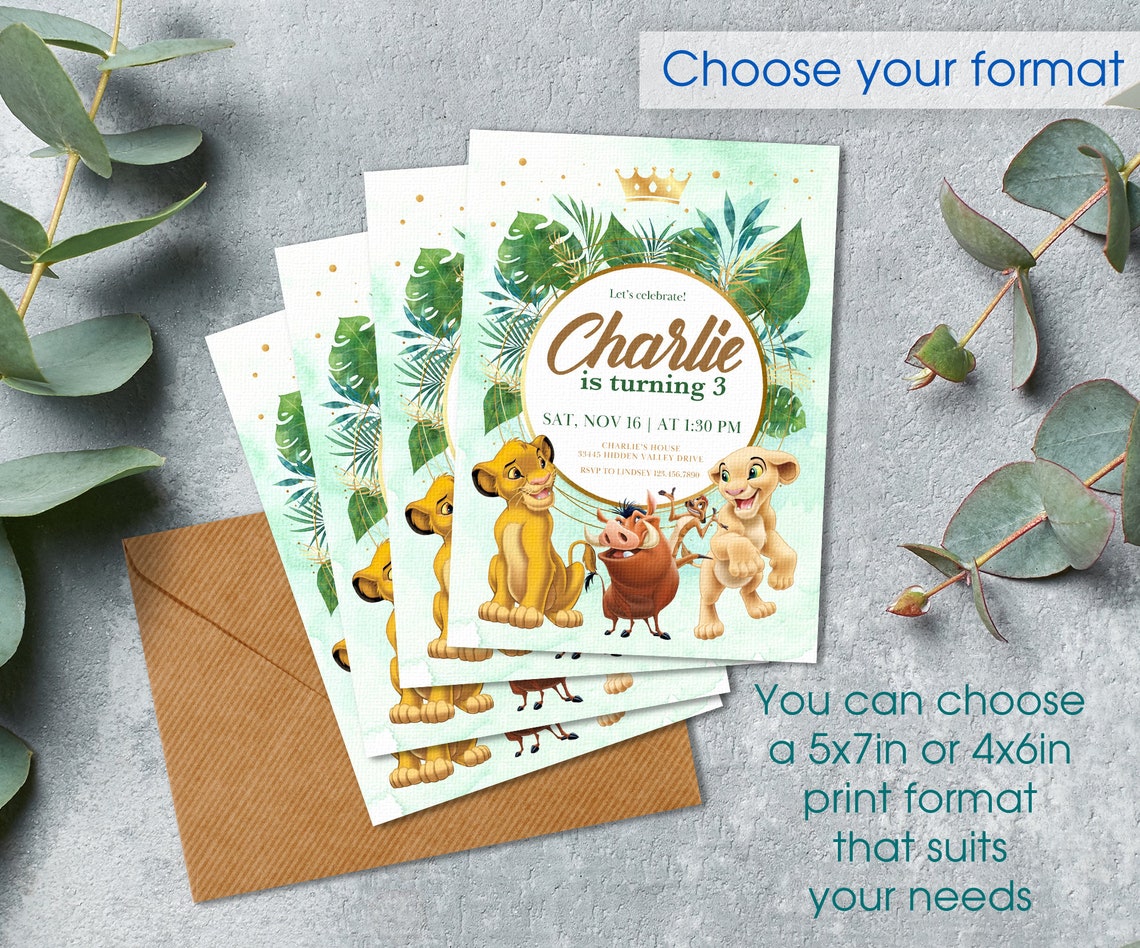 Lion King Birthday Invitation, Simba Invite, Printable Editable Party ...