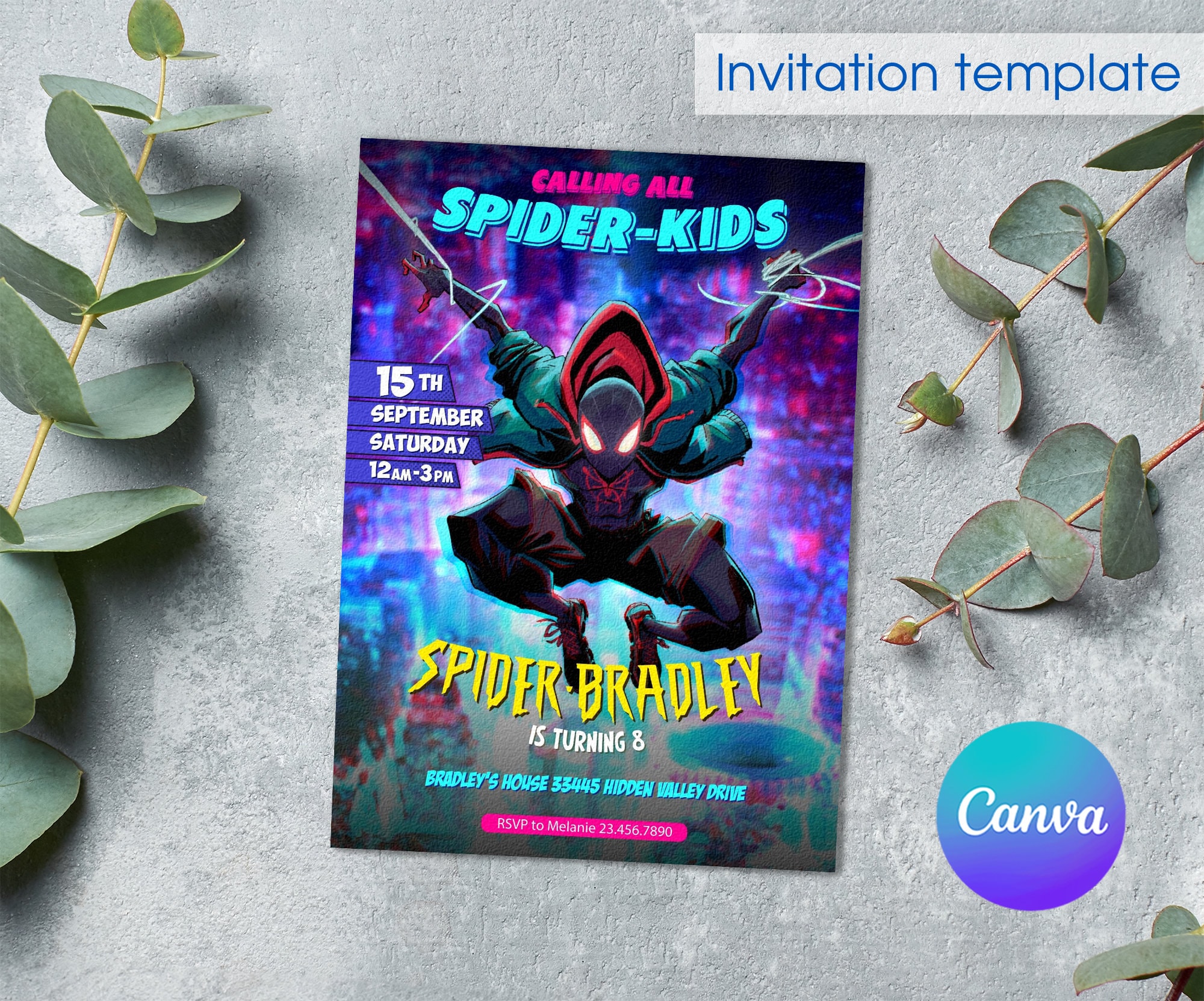 Spiderman Birthday Invitation, Comics Superhero Invite, Printable ...
