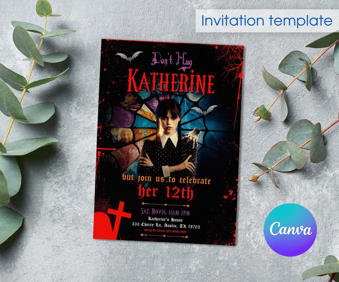 Printable Girl Birthday Invitation Wednesday Birthday Invite - Etsy