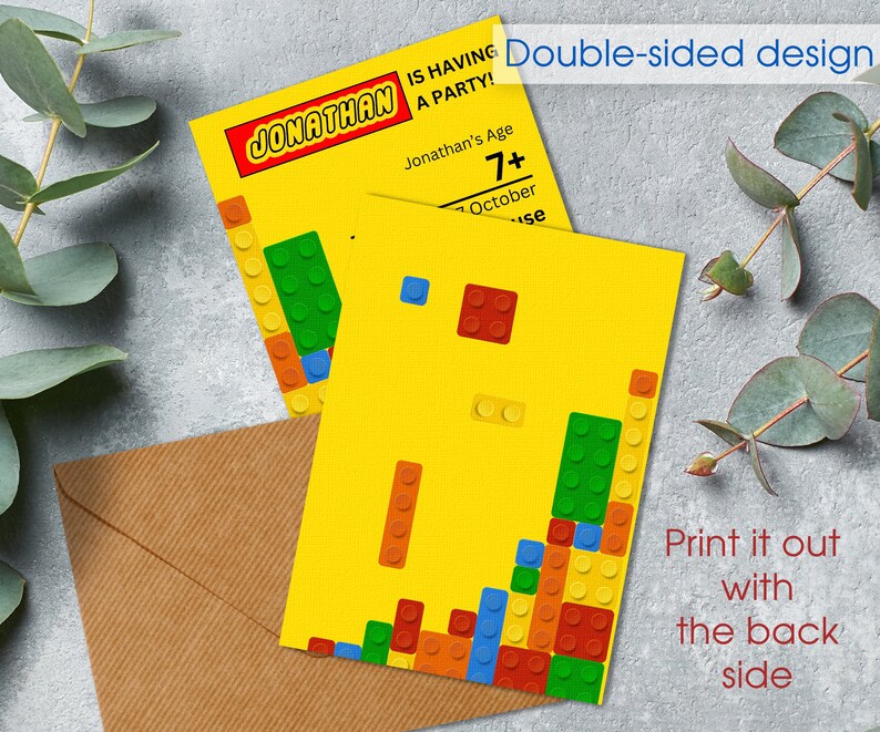 Building Blocks Invitation, Construction Birthday Invitation, Printable ...