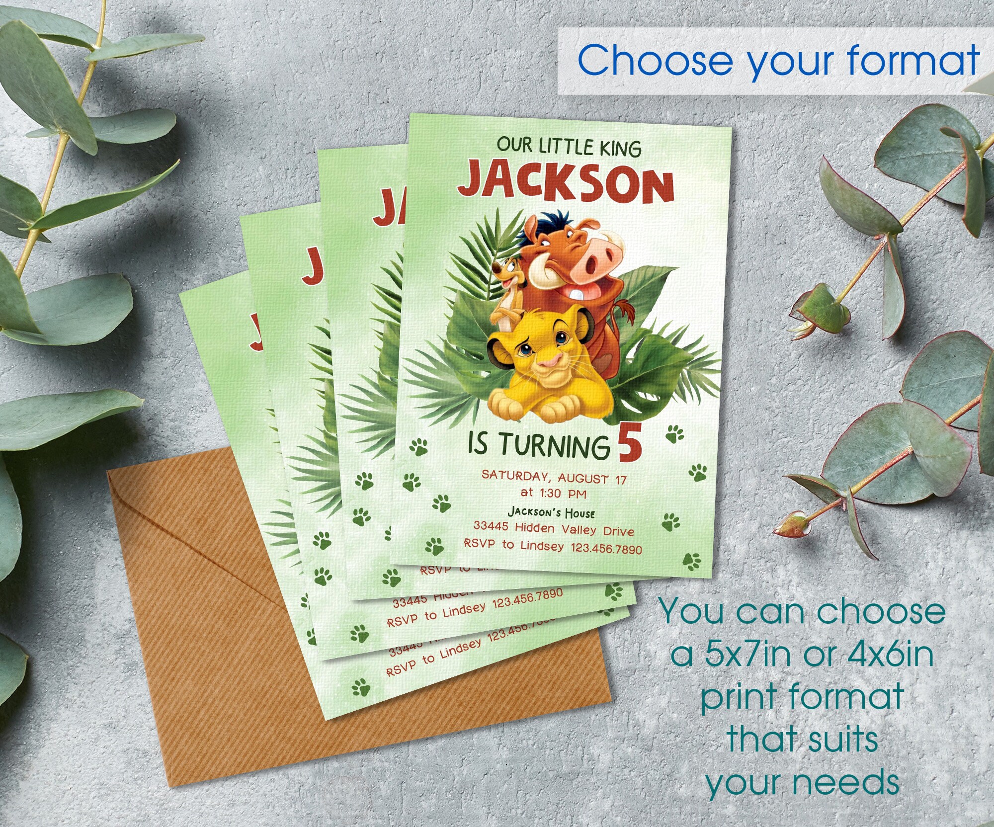 Lion King Printable Birthday Invitation, Simba Birthday Invite, Safari ...