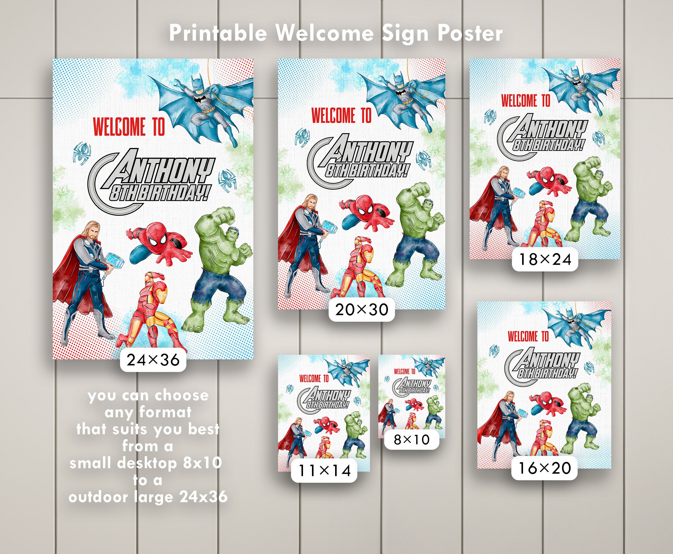Avengers Printable Welcome Sign Template, Superhero Birthday Party ...