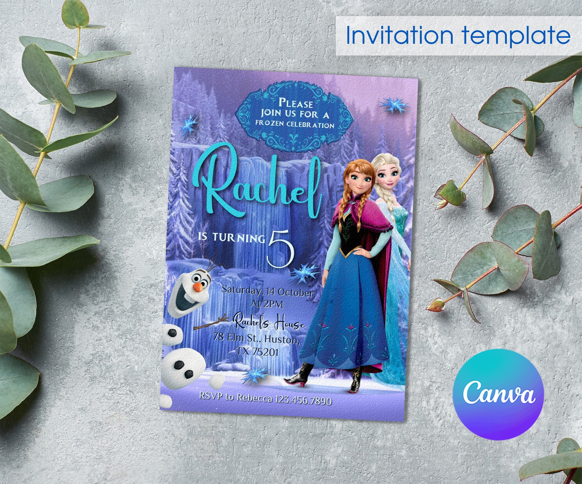 Printable Birthday Invitation, Frozen Invitation, Editable Winter ...