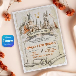 Wizard Birthday Invitation, Printable Wizard Party Invite, Witches ...